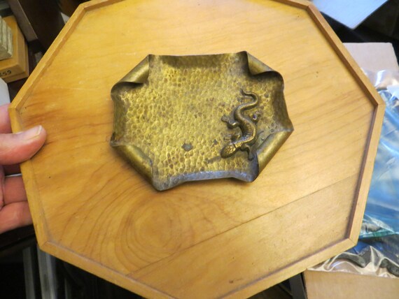 Antique Lizard Bronze Brass Pin Tray, Hammered Metal … - Gem
