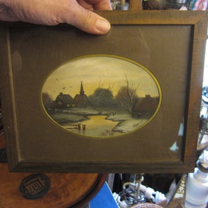 Elizabeth Mowry Painting, Oval Farm Country Scene, Please Read ...