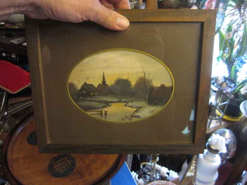 Elizabeth Mowry Painting, Oval Farm Country Scene, Please Read ...