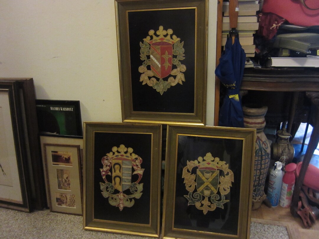 Framed Coat of Arms Embroidered Family Crest, Pick One - Etsy