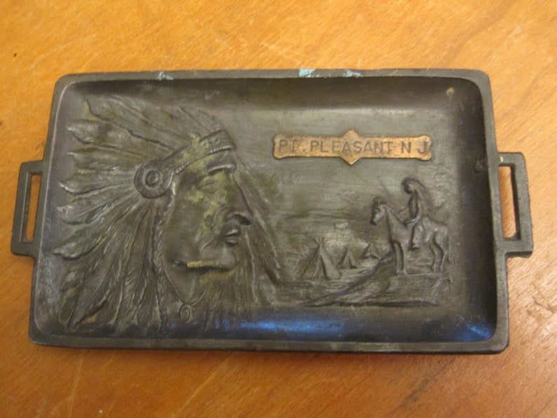 Mid Century Almar Point Decorative Indian Head Business Card Holder ...