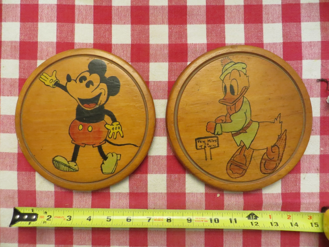 Mickey Mouse or Donald Duck Wood Plaques Vintage - Etsy