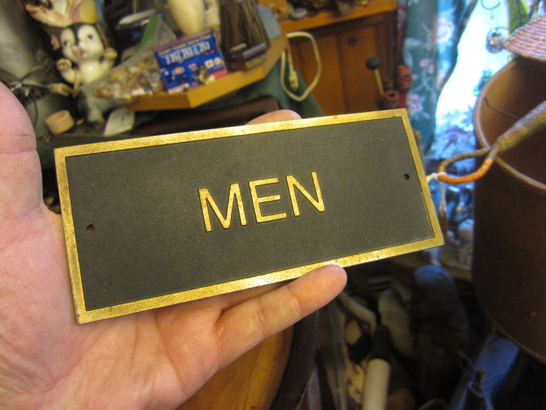 Vintage Men Restroom Sign, Executive Bathroom Plaque, Solid Bronze ...
