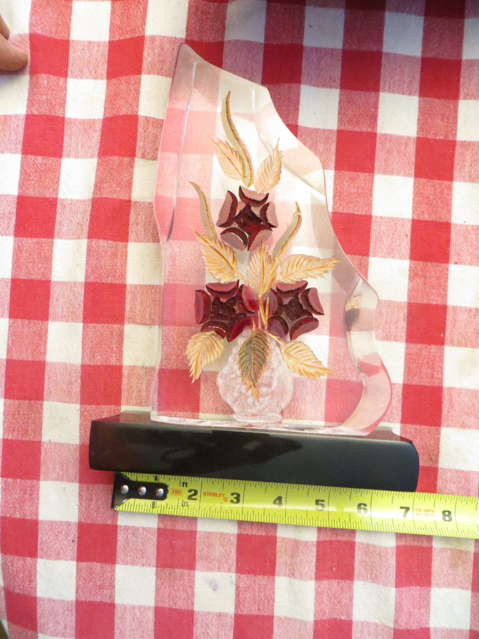 Lucite Sculpture With Roses Vintage Flower Art | Etsy