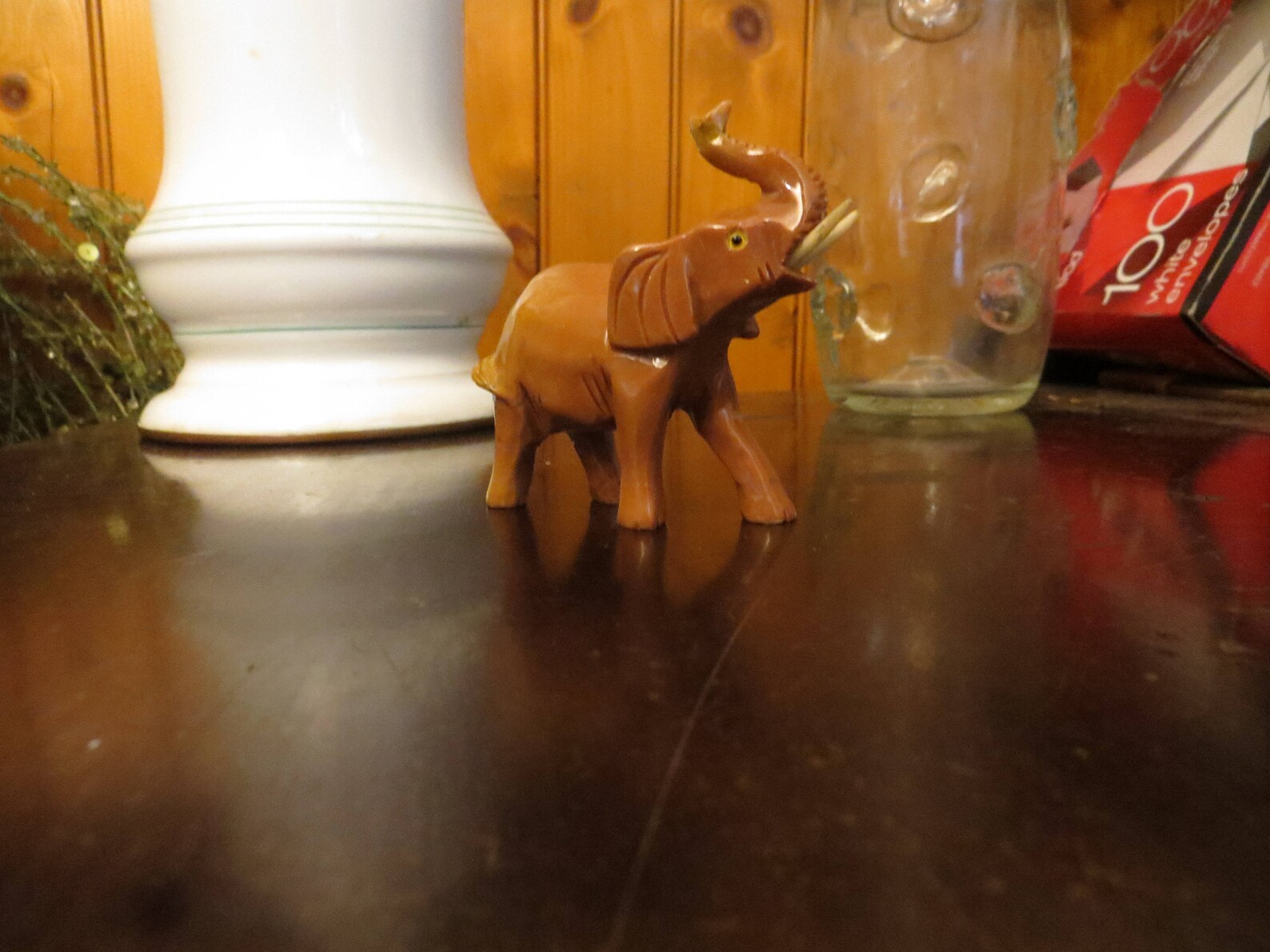 Carved Small Elephant Miniature Tusks Trunk up W/ Free Ship | Etsy