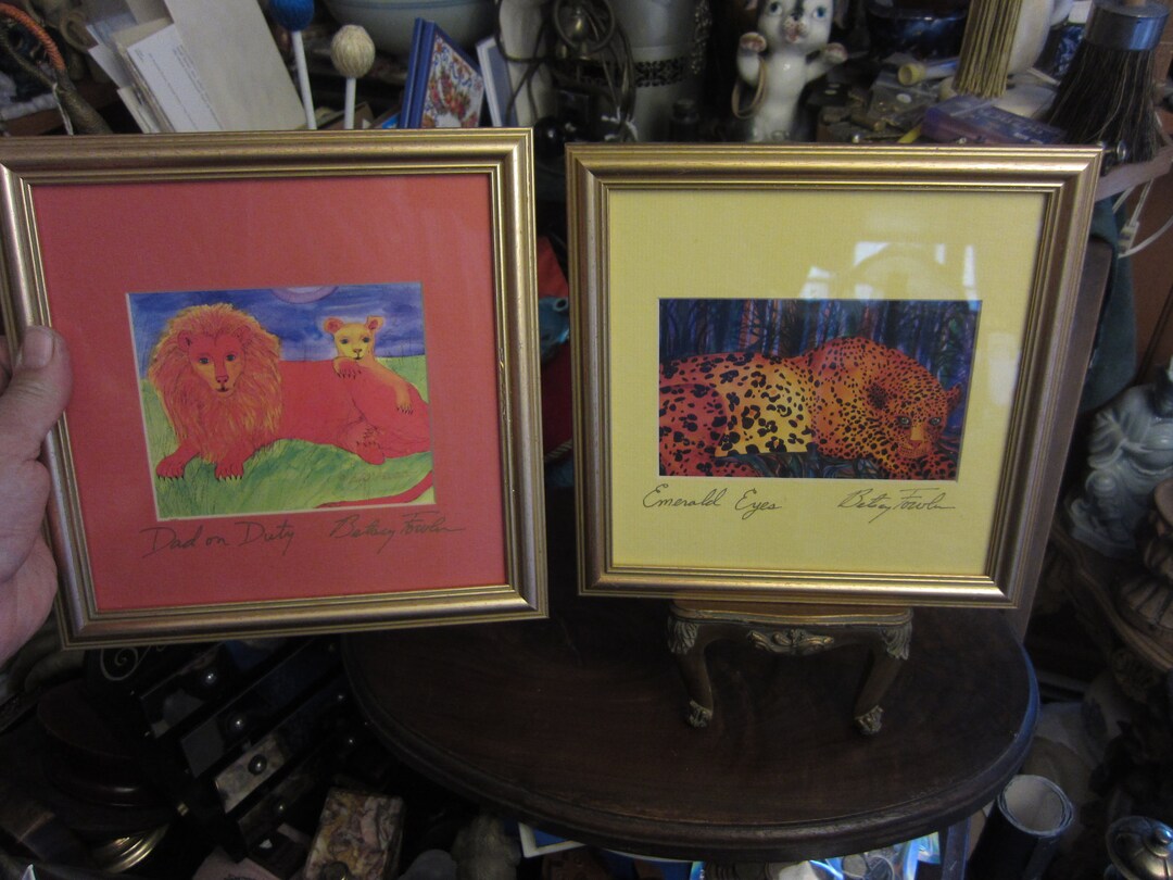 Betsey Fowler "emerald Eyes & Dad on Duty" Big Cat Prints Wild Kingdom ...