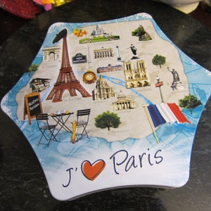 Paris Tin Can With Map & Travel Destinations, Please Read Description ...