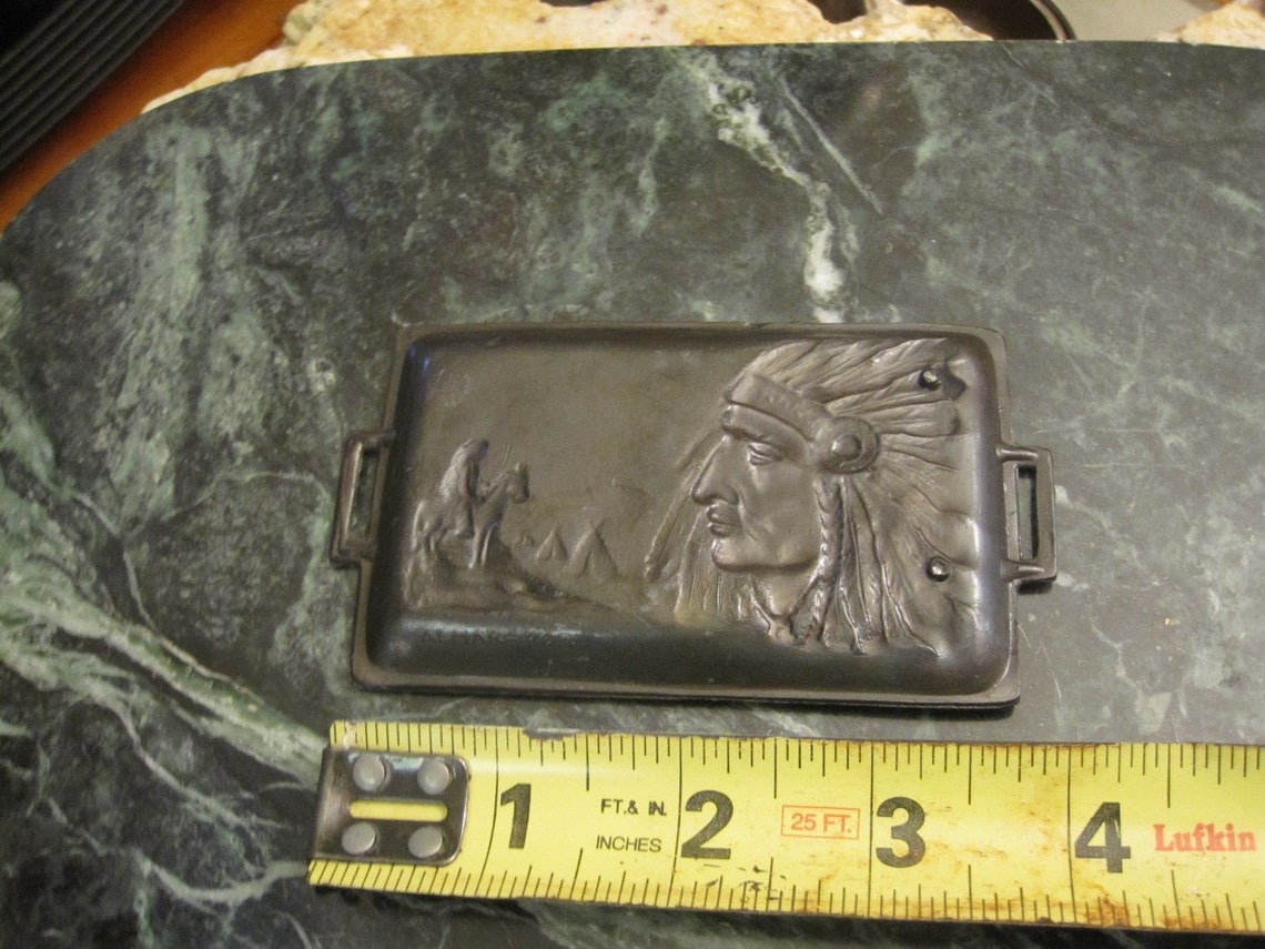 Mid Century Almar Point Decorative Indian Head Business Card Holder ...