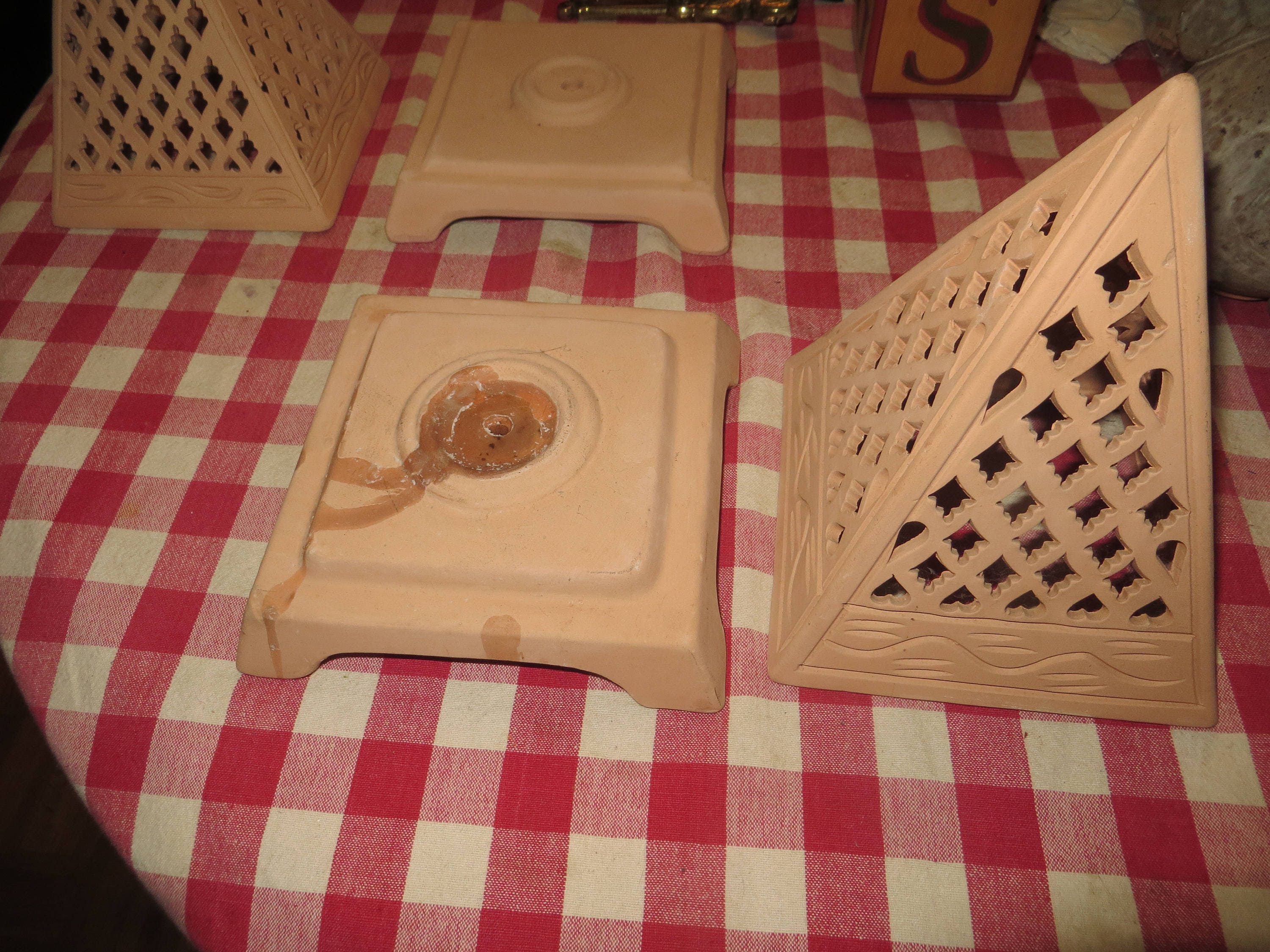 Clay Pyramid Lantern, Candle Burner Holder, Pottery Pyramid - Etsy