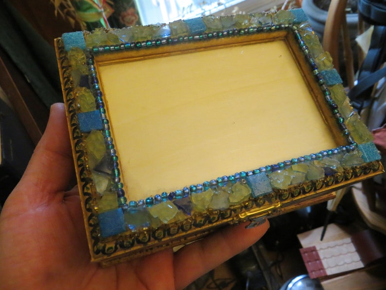 Trinket Picture Box Lidded Wood Mosaic - Etsy