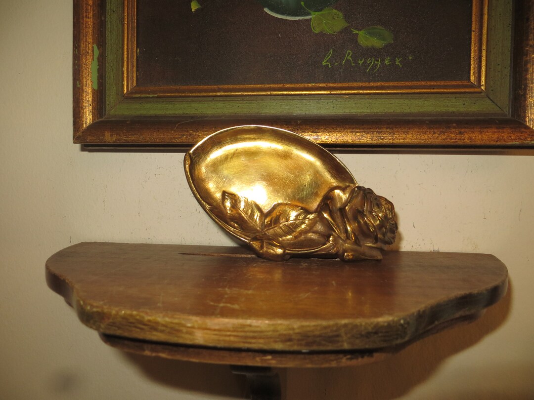 Vintage Metal Rose Ring Dish. Vanity Decor Jewelry Storage, Please Read ...