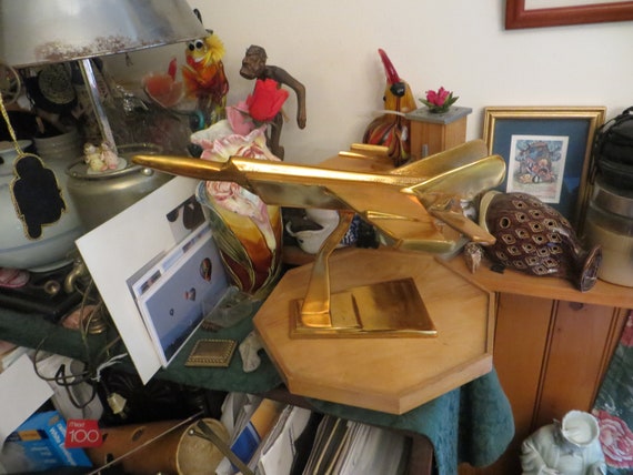 MCM Russian Fighter Jet Airplane Gold Tone Desk Top Model | Etsy