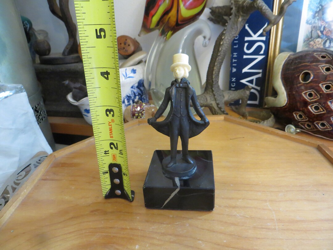 Miniature Bronzed Figurine on Marble Base - Etsy