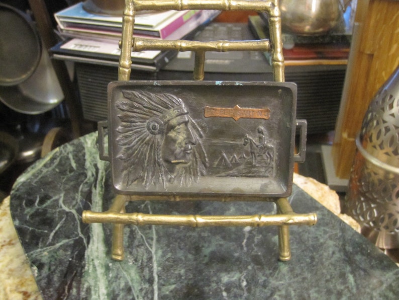 Mid Century Almar Point Decorative Indian Head Business Card Holder ...
