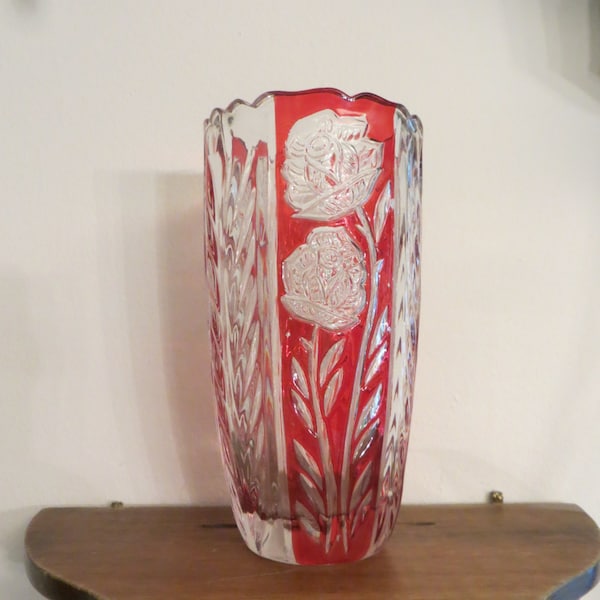Red Glass Vases - Etsy