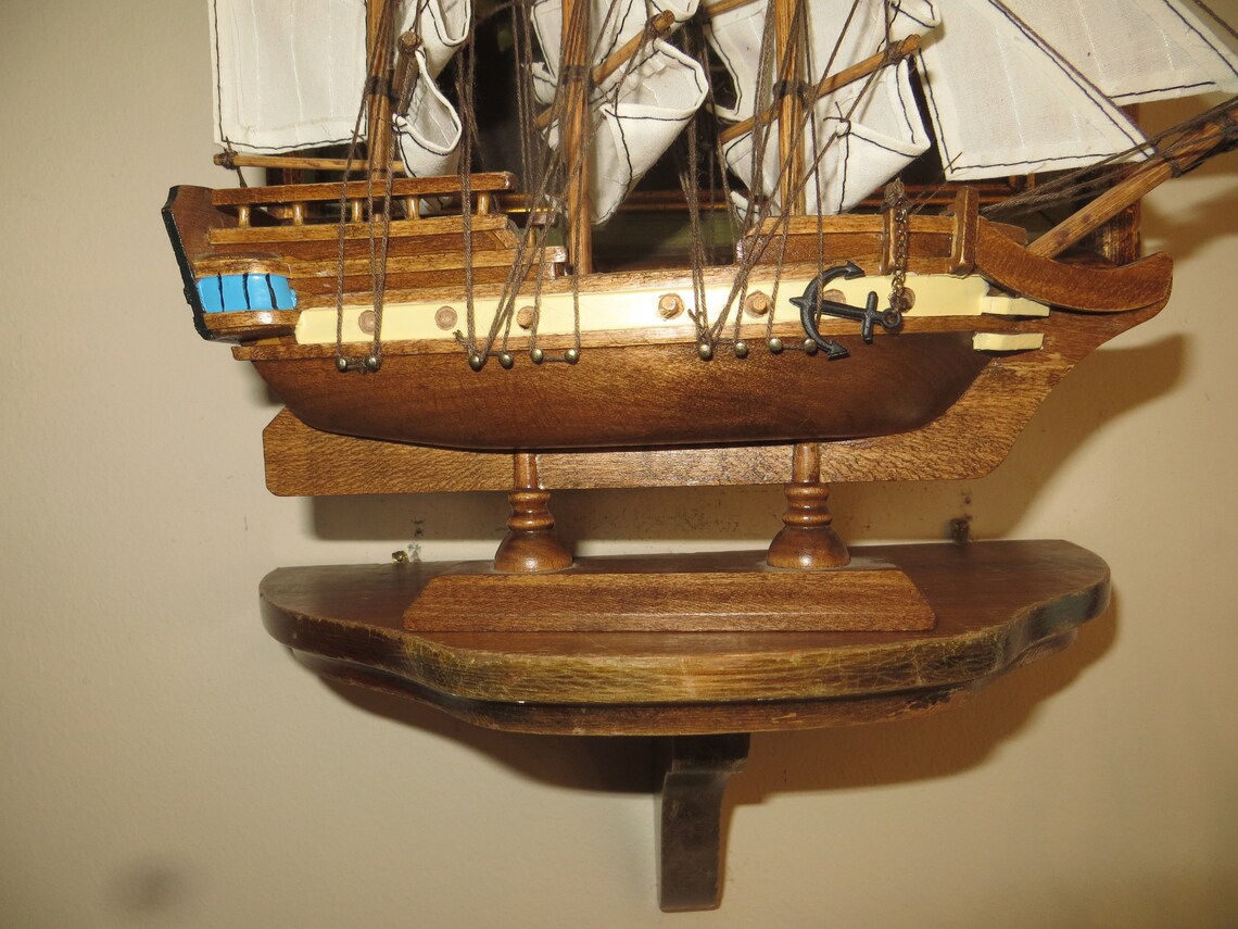 Ship Model Rustic Nautical Decor Wood Ship Model | Etsy