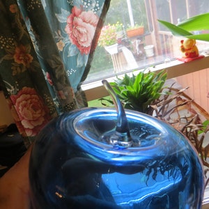 Large Blue Glass Apple Paperweight Sculpture, Vintage, 1 1/4 Pound ...