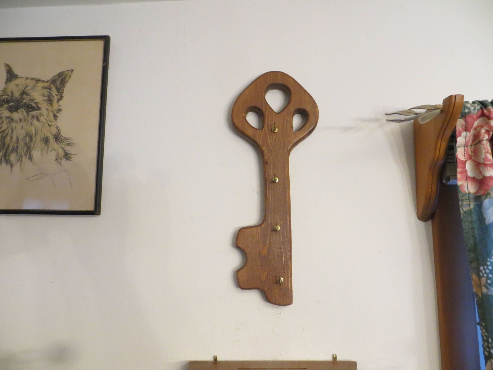 Large Wooden Key Shaped Skeleton Key Holder, Vintage Wall Mount ...