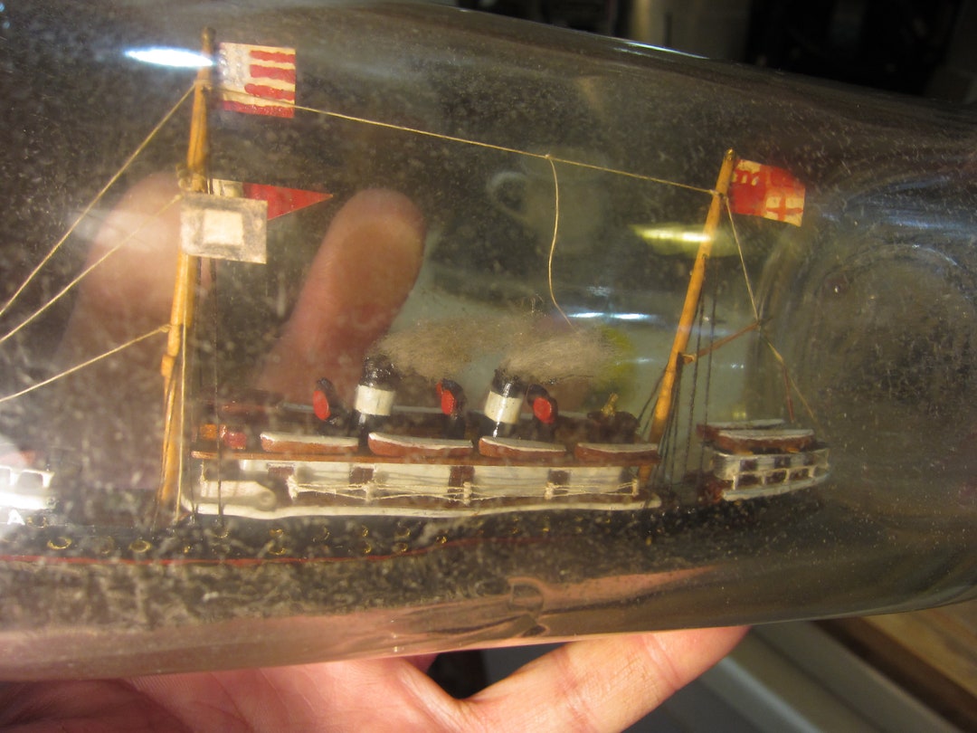 Rare Model of a Ocean Liner in a Bottle - Vintage Steam Ship Passage ...