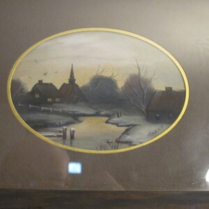 Elizabeth Mowry Painting, Oval Farm Country Scene, Please Read ...