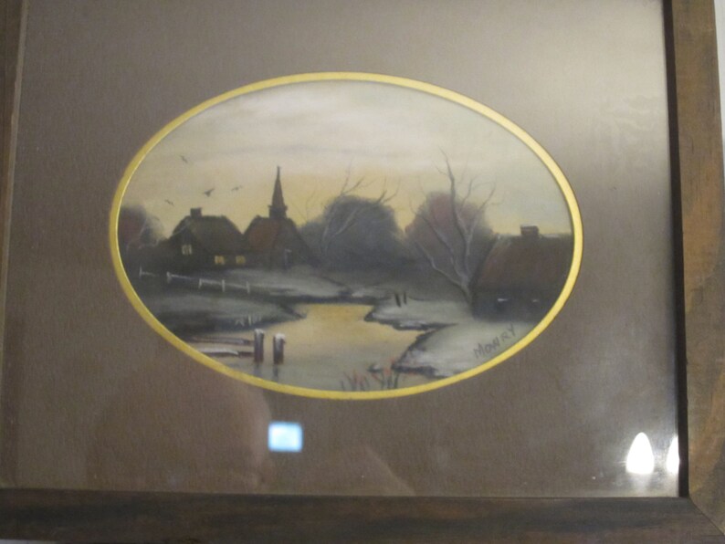 Elizabeth Mowry Painting, Oval Farm Country Scene, Please Read ...