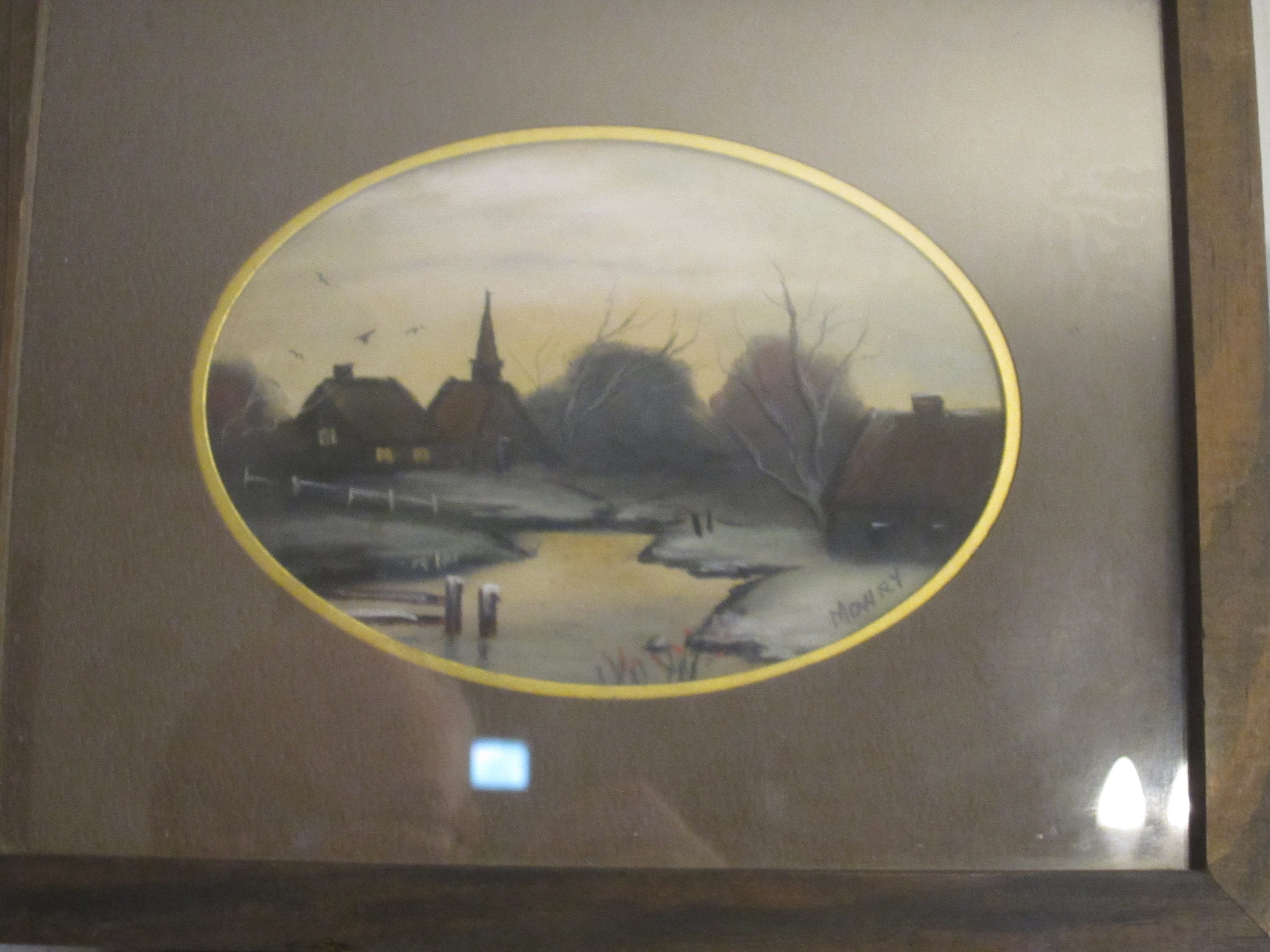 Elizabeth Mowry Painting, Oval Farm Country Scene, Please Read ...