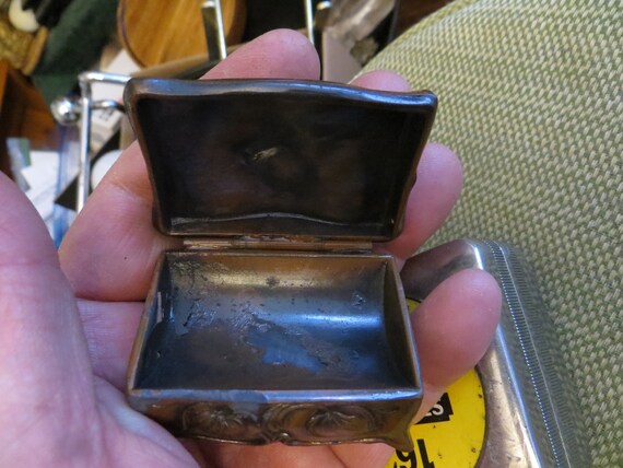 Antique Floral Metal Victorian Desk Tray, Lidded, Sta… - Gem