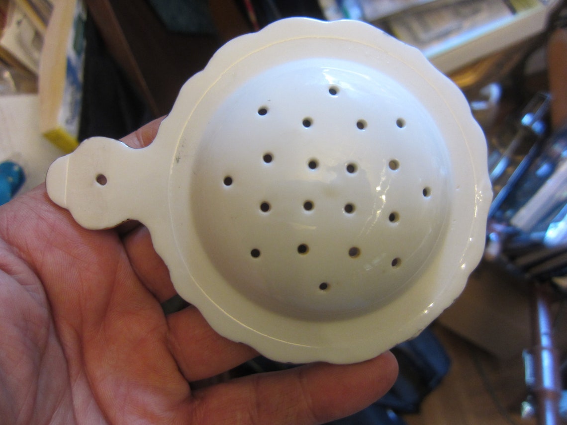 Antique Tea Strainer, Victorian, Porcelain Tea Strainer, Flowers & Gold ...