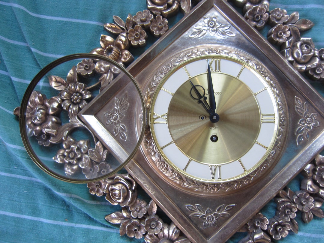 Syroco Floral Wall Clock Sculpture, Key Wind, Needs TLC - Etsy