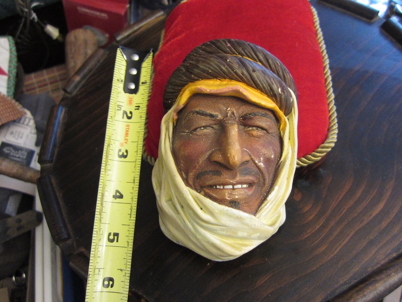 Vintage Chalkware Head Arab Man Sheik Wall Plaque, Please Read ...