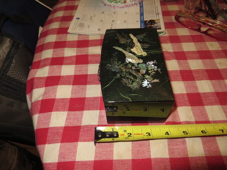 Vintage Jewelry Ring Box, Lacquer, Inlaid, Mother of Pearl, Turtle ...