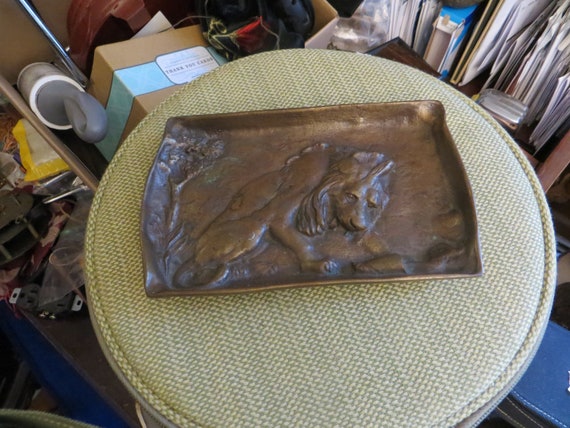 Antique Lion Tray, ornate, high relief, bronze, high … - Gem