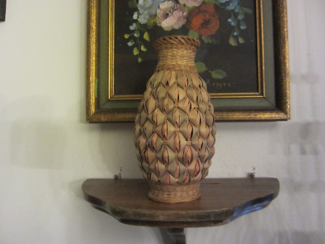 Basket Weaved Pottery Urn Vase, Pen Pencil Holder Bud Vase - Etsy