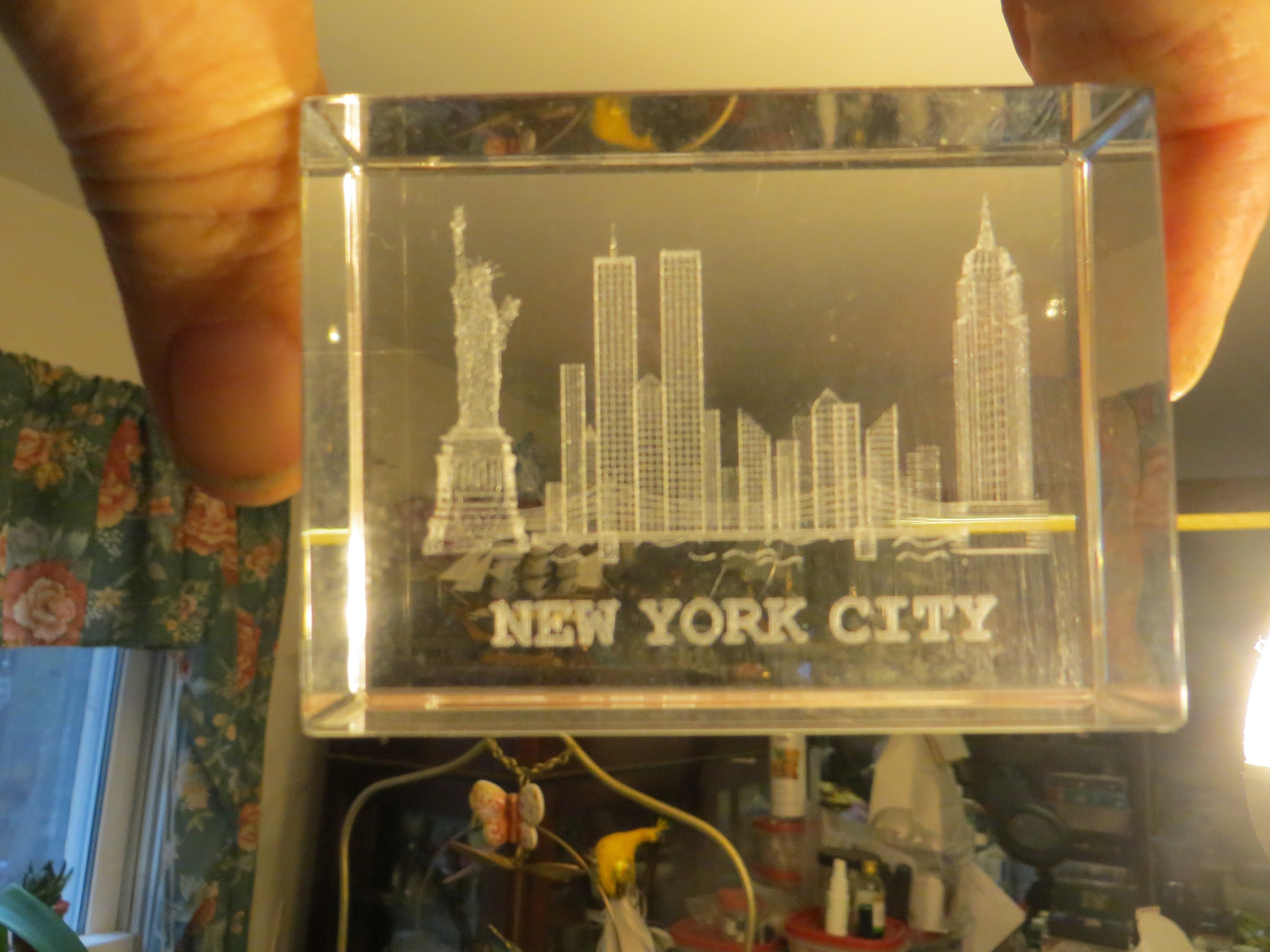 New York City Paperweight. Trade Towers, Statue of Liberty, Empire ...