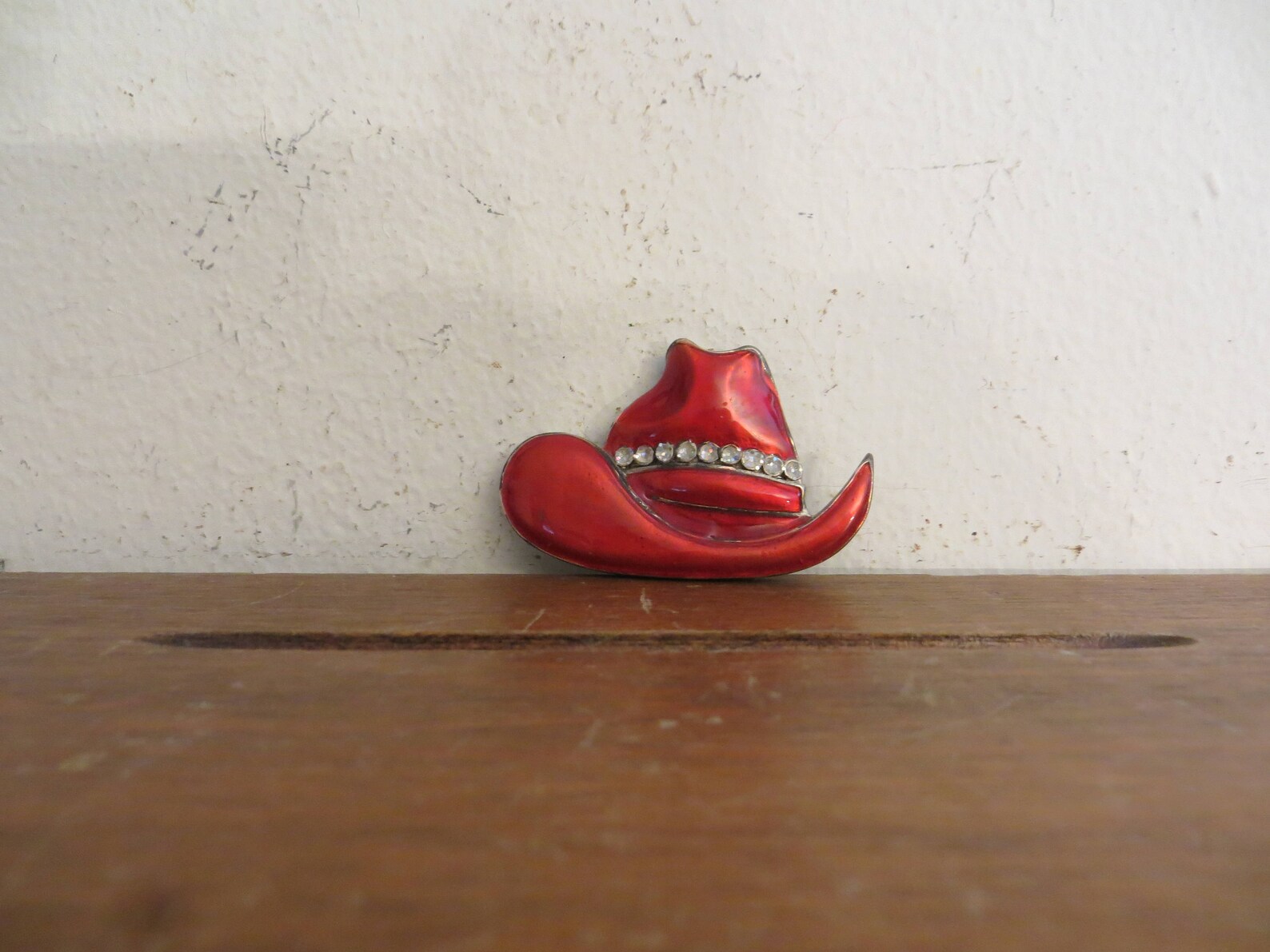 Vintage Red Cowboy Hat Pin Jewelry Rhinestones Enamel Brooch - Etsy