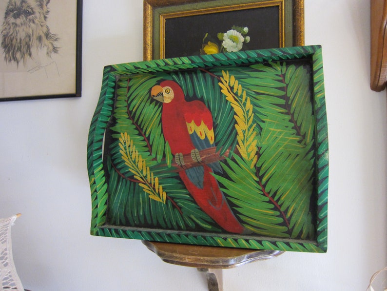 Vintage Serving Tray South America Parrot - Etsy