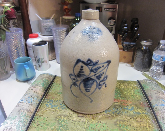 Antique Troy Ny Pottery Blue Decorated Number 2 Stoneware Jug - Etsy