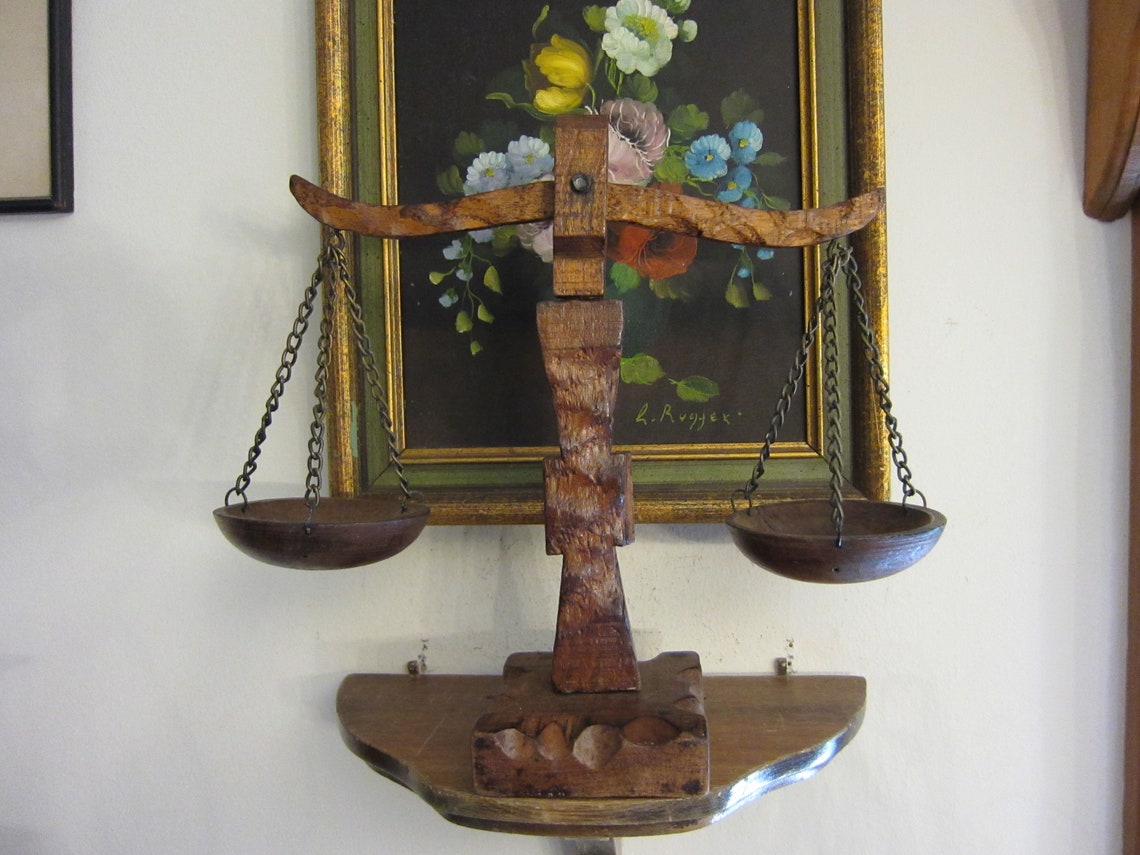 Vintage Mid Century Wood Balance Scale - Etsy