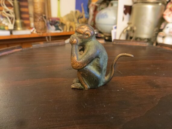 Miniature Bronze Monkey. Vintage Monkey Figurine Heavy Metal | Etsy