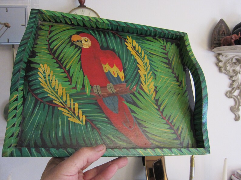 Vintage Serving Tray South America Parrot - Etsy