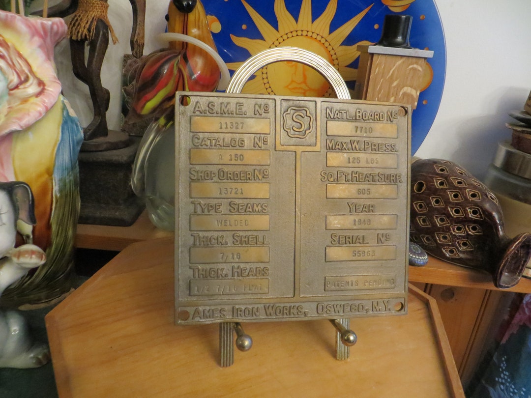 Brass Builder’s Plate Ames Iron Works 1948, Vintage - Etsy