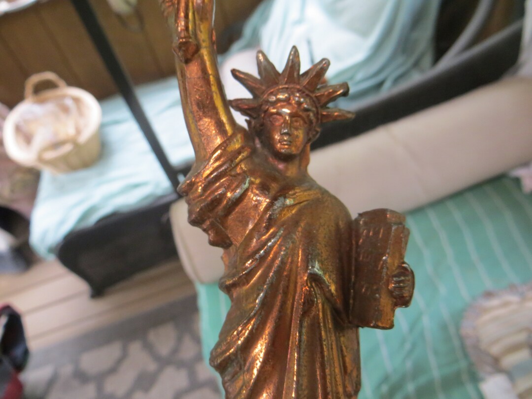 Vintage 1920’s Copper Plated Statue of Liberty Electric Light Lamp USA ...