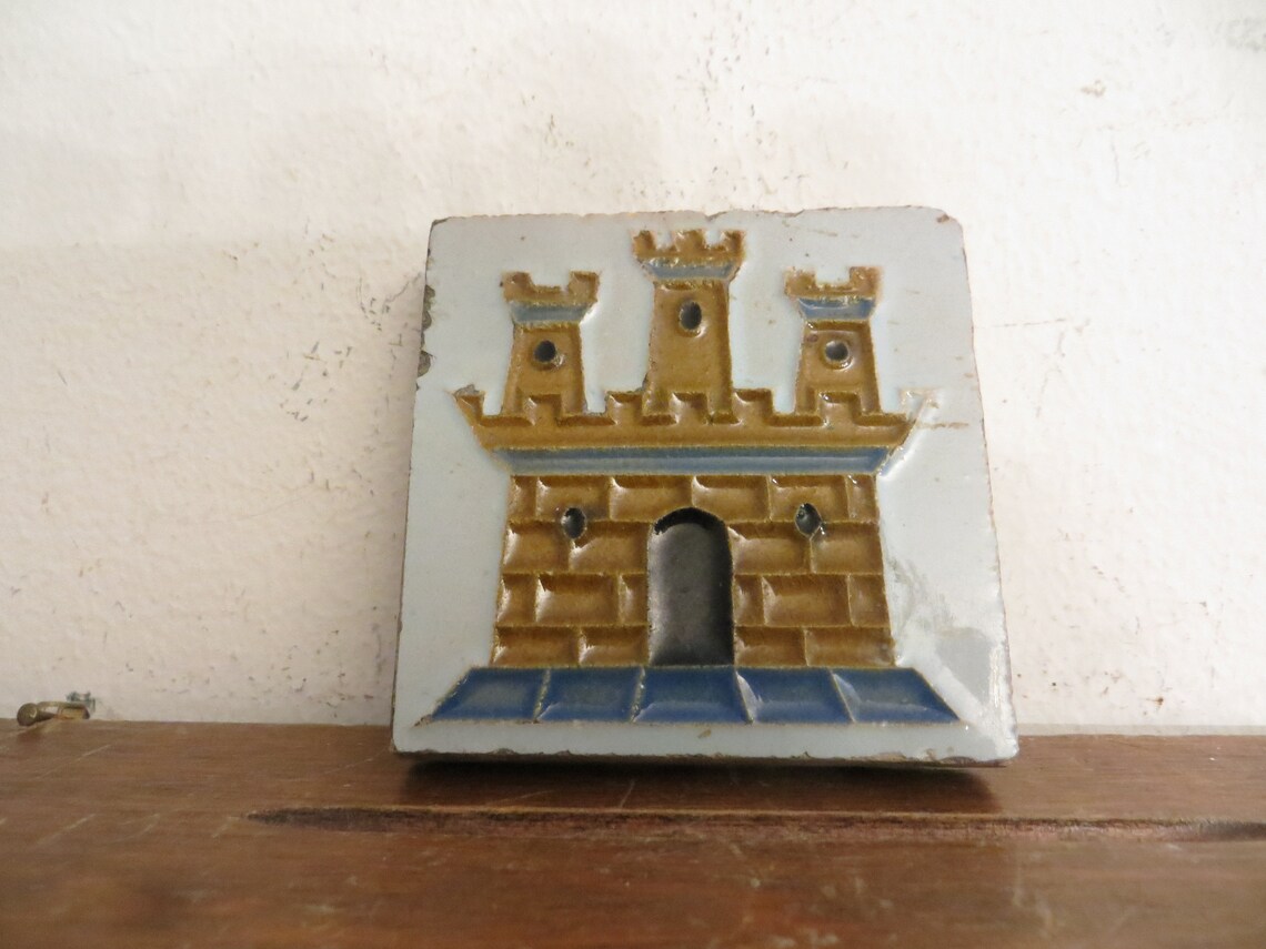 Vintage Tile With Castle 2 5/8 X 2 5/8 X 5/8 | Etsy