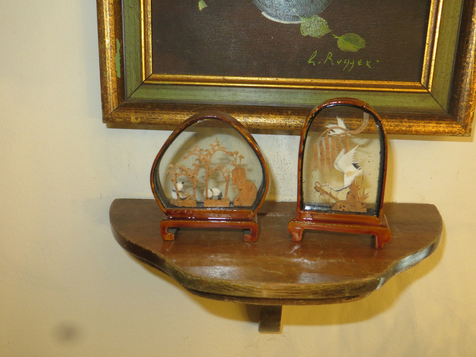 Pair of Cork Art Asian Panda Bears Birds - Etsy