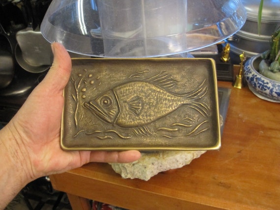 Bronze Ring Tray, Raised Relief Fish Pin Dish, Antiqu… - Gem