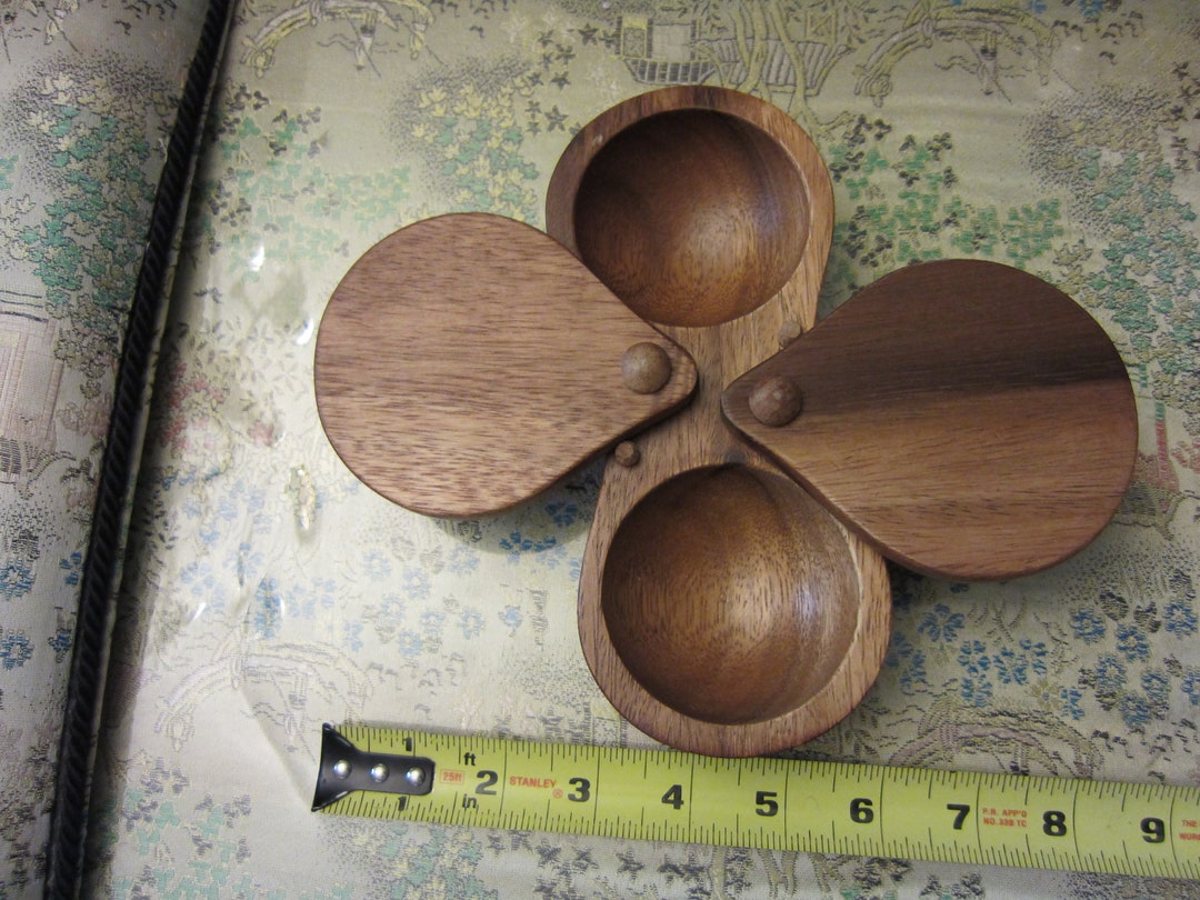 Small Wood Trinket Jewelry Keepsake Box, Two Compartments, Swivel Lids ...