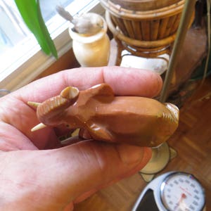 Carved Small Elephant Miniature Tusks Trunk Up - Etsy