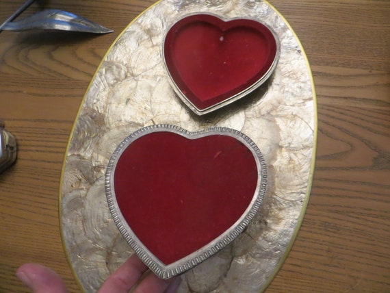 Mid Century Heart Jewelry Trinket Box, Metal, Large - Gem