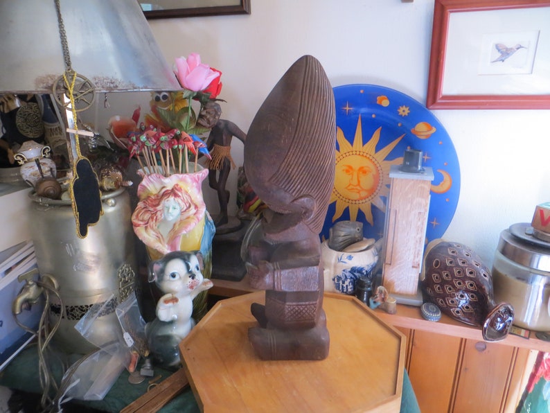 Wood Carving Statue Figurine. Mayan Aztec Conehead Sculpture - Etsy
