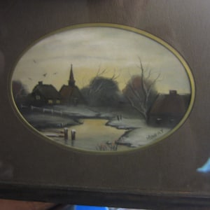 Elizabeth Mowry Painting, Oval Farm Country Scene, Please Read ...